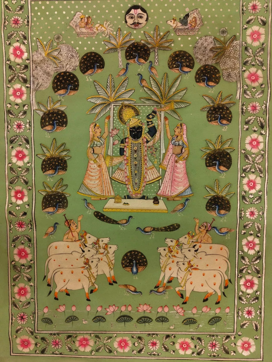 Handmade Lord Shreenath Ji with Cows Finest 2 * 3 Ft Pichwai Painting ...