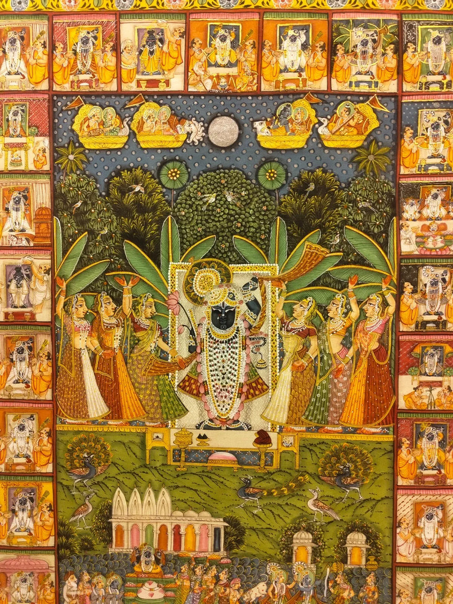 Handmade Lord Shreenath Ji 24 Swaroop Pichwai Painting Home Decor Art ...