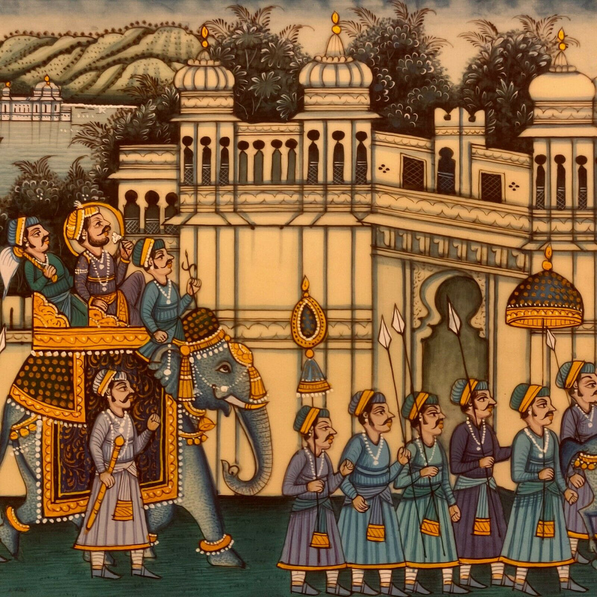 Buy Royal Indian Miniature Painting King Procession Udaipur Decor ...