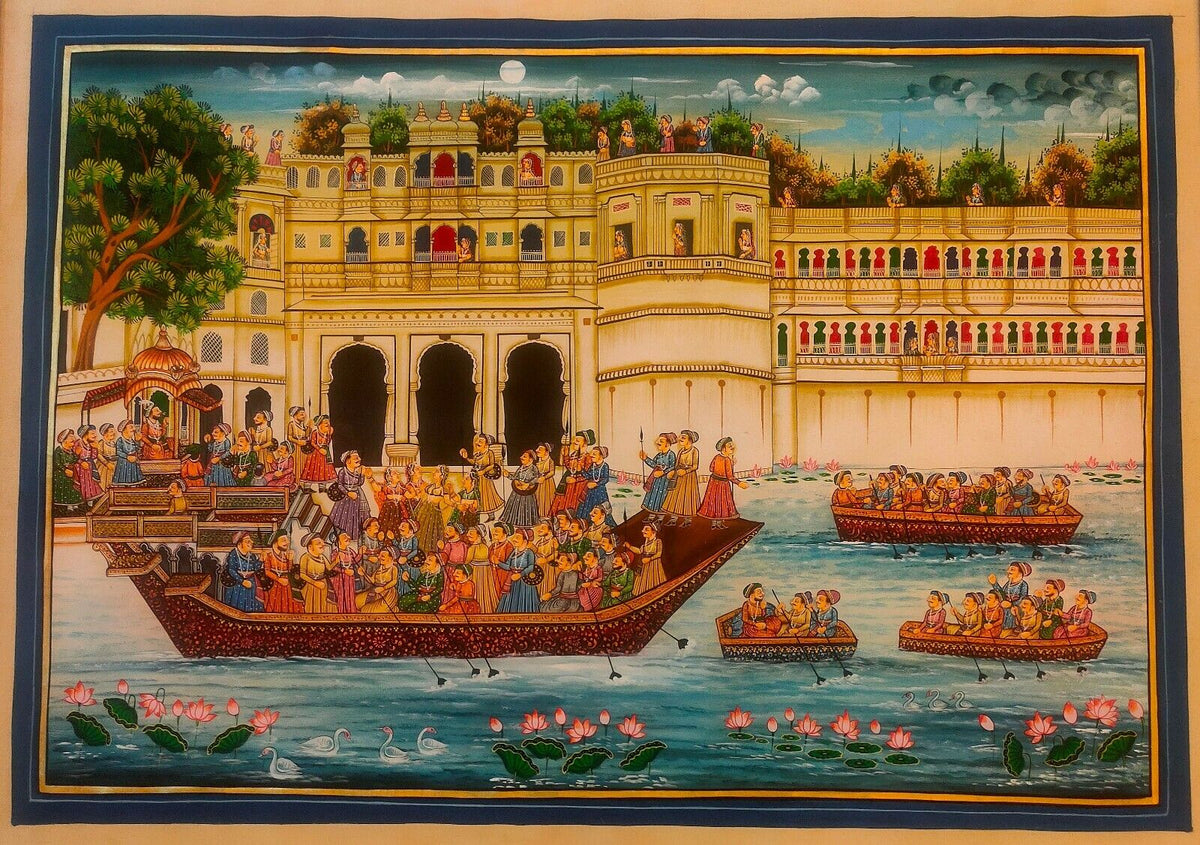 Traditional Gangaur Festival Udaipur City Indian Miniature Painting ...